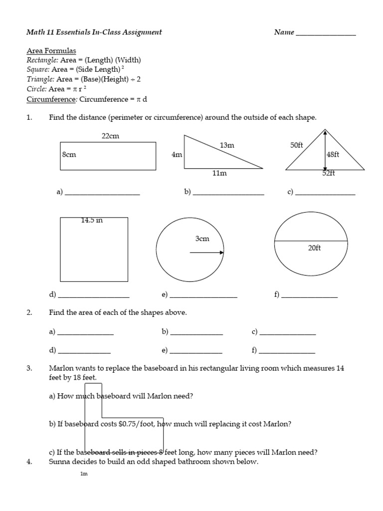 07 Area Perimeter Assign | PDF