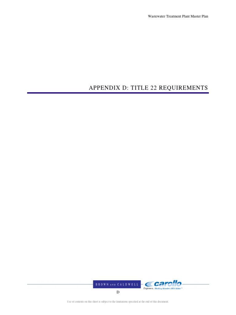 12 Final WWTP Master Plan April 2011 Appendix D | PDF | Reclaimed Water | Water