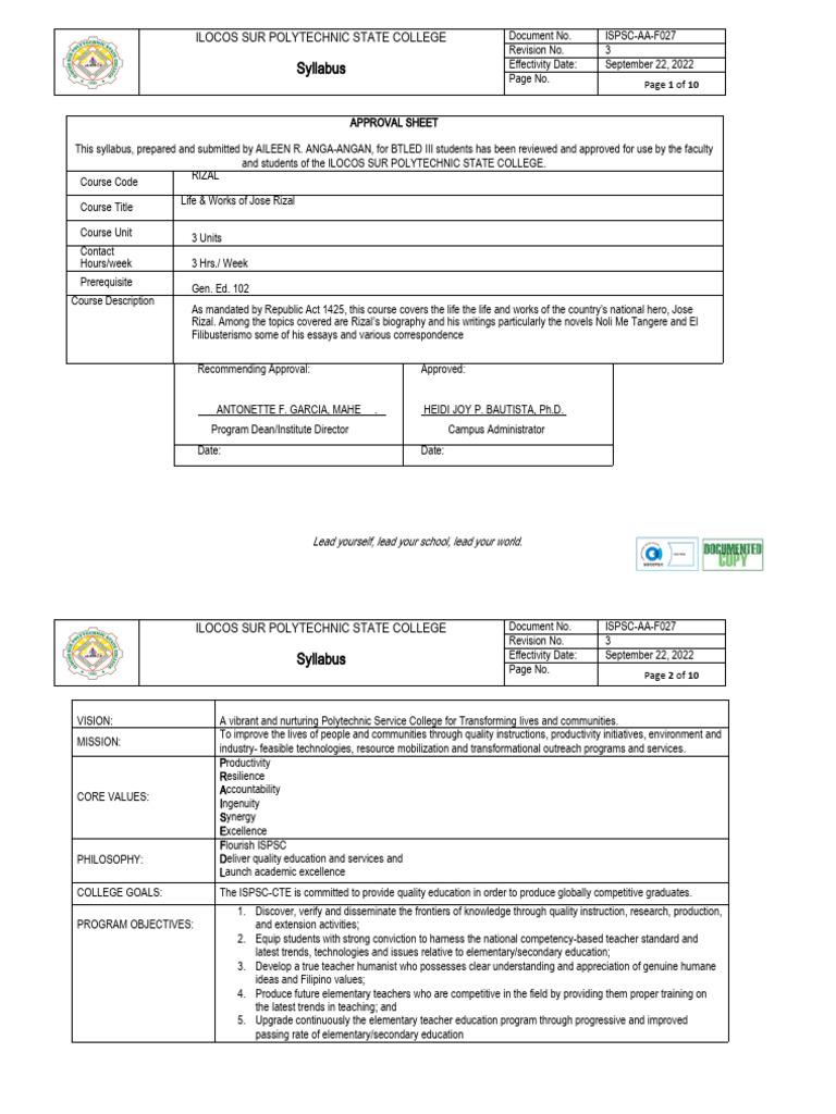 Rizal Btled 2nd Sem 2023-2024 | PDF | Career & Growth | Art