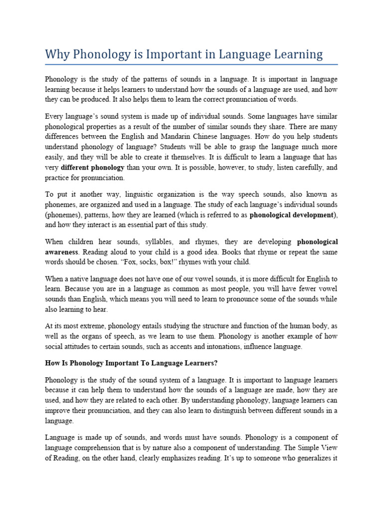Importance of Phonetics and Phonology in Language Learning | PDF | Phonology | Phonetics