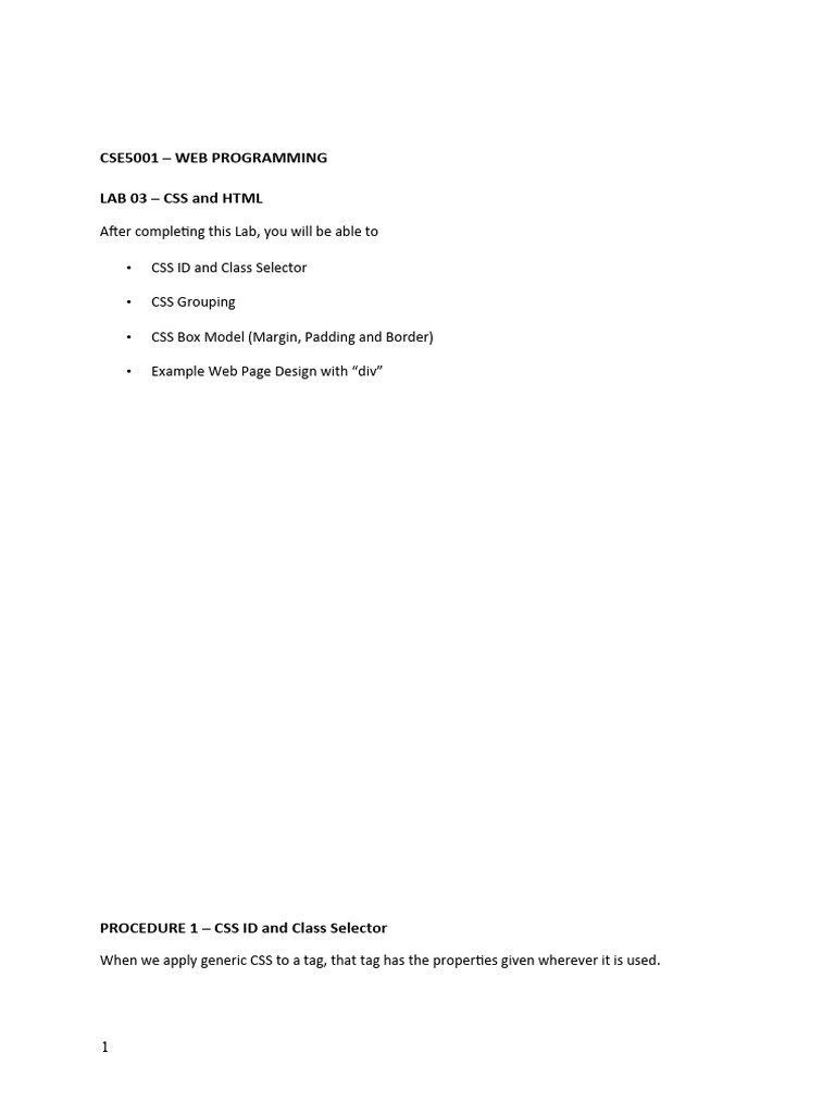 Lab03 CSS LabManual | PDF | Html Element | Software Development
