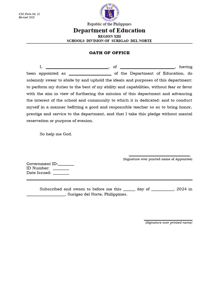 Oath of Office Form No. 32 | PDF