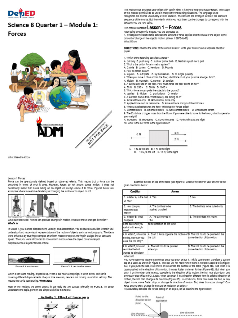 Science 8 Q 1 W1 | Download Free PDF | Force | Weight