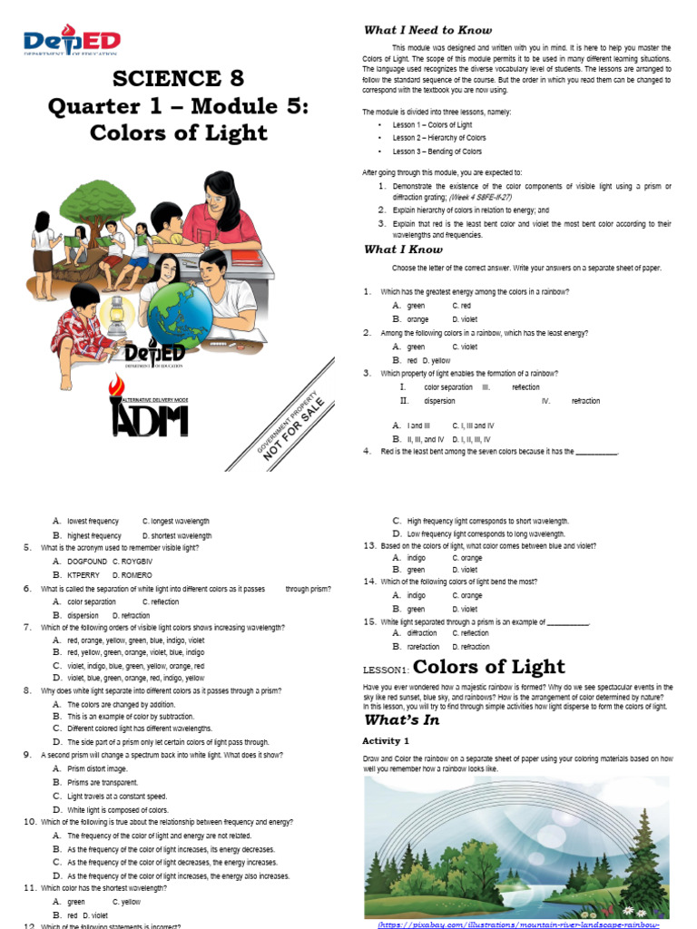 Science 8 Q1 W5 | PDF | Refraction | Light