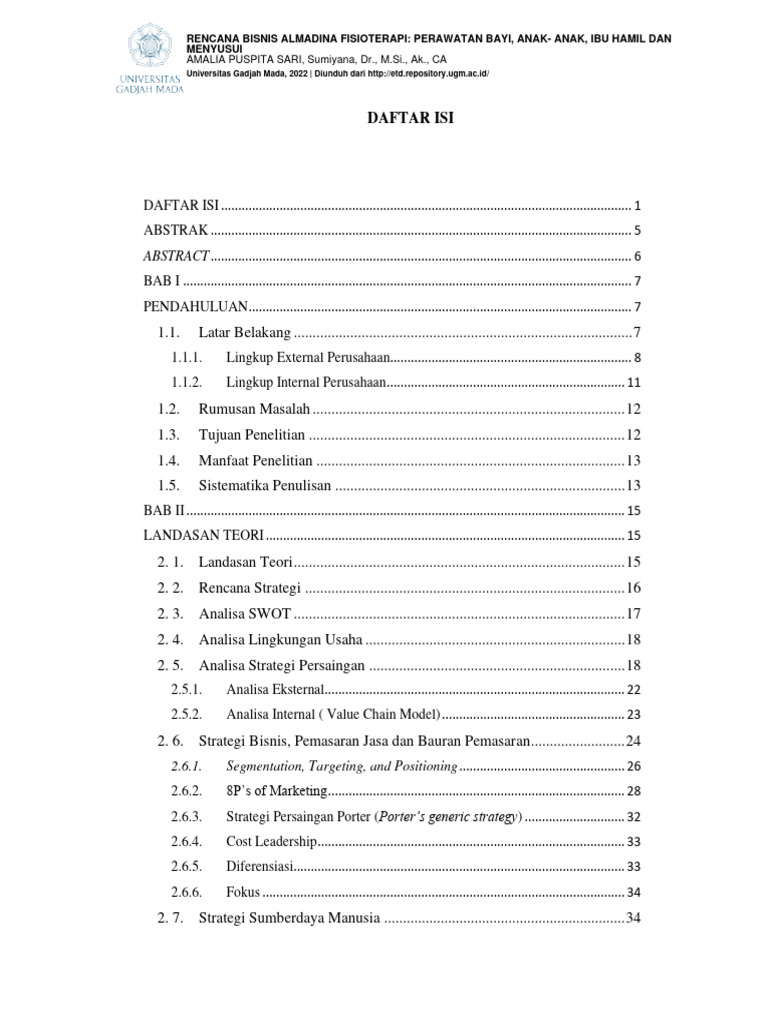 Contoh Table S2-2022-447532-Tableofcontent | PDF | Bisnis
