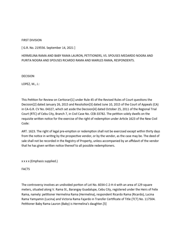 Rama vs Sps Nogra | PDF | Equity (Law) | Precedent