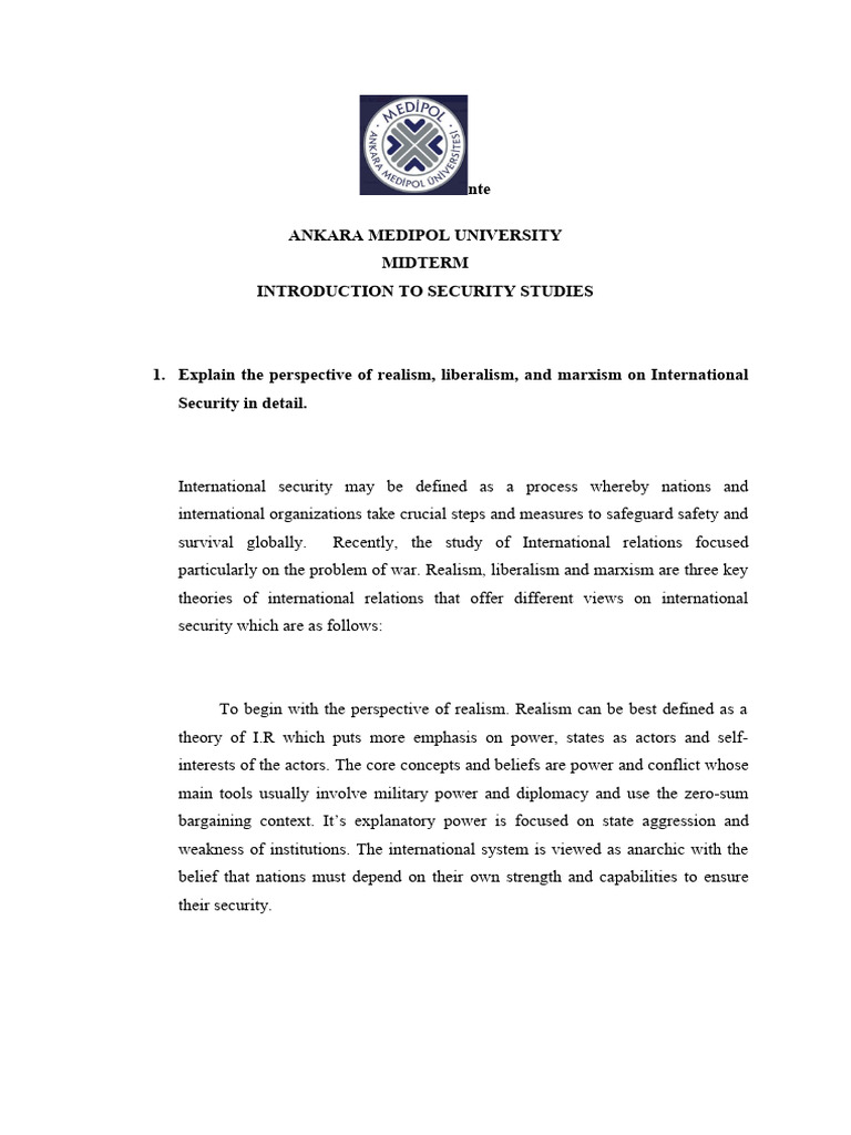 International Security Midterm | PDF | International Security | International Relations