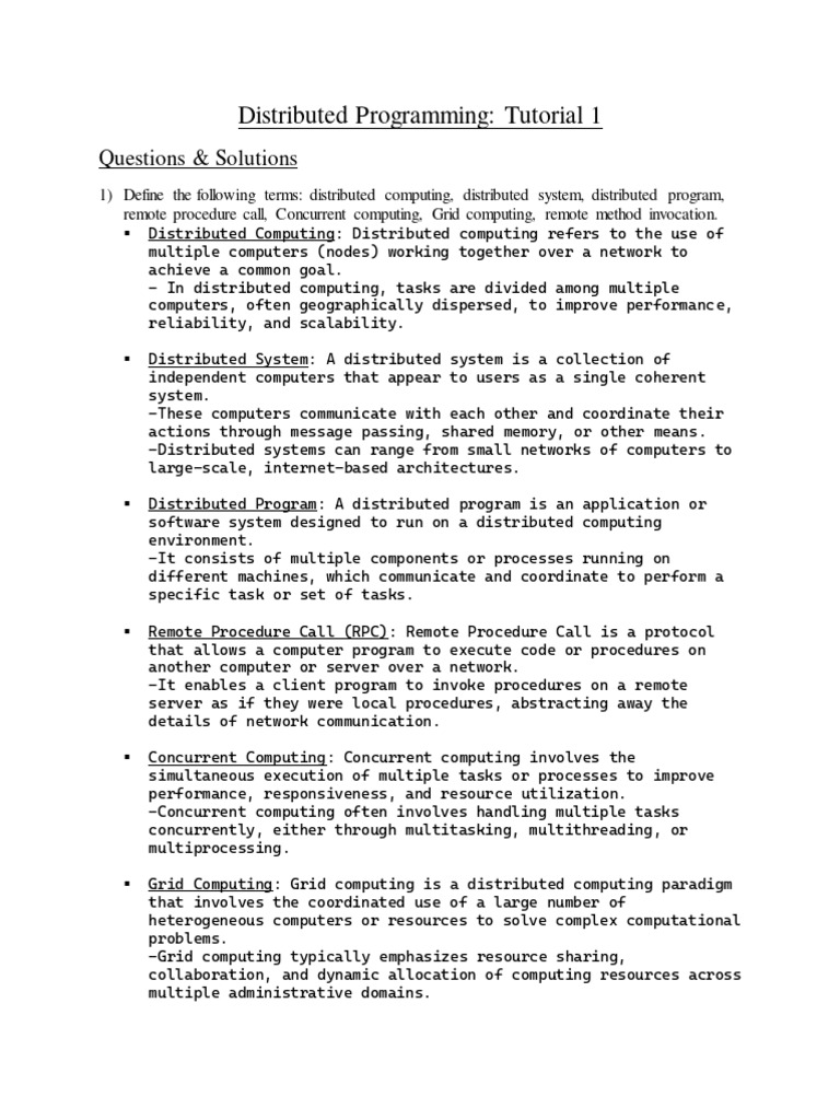 Distributed ProgrammingSolutions | PDF | Cloud Computing | Distributed ...