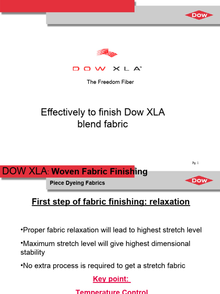 Dow XLA Fabric Finishing Techniques | PDF | Textiles | Dyeing
