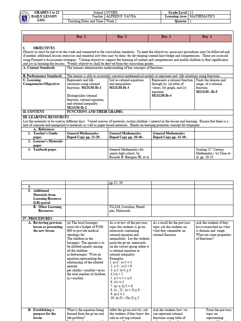 DLL Gen Math Week 2 | PDF | Function (Mathematics) | Mathematics