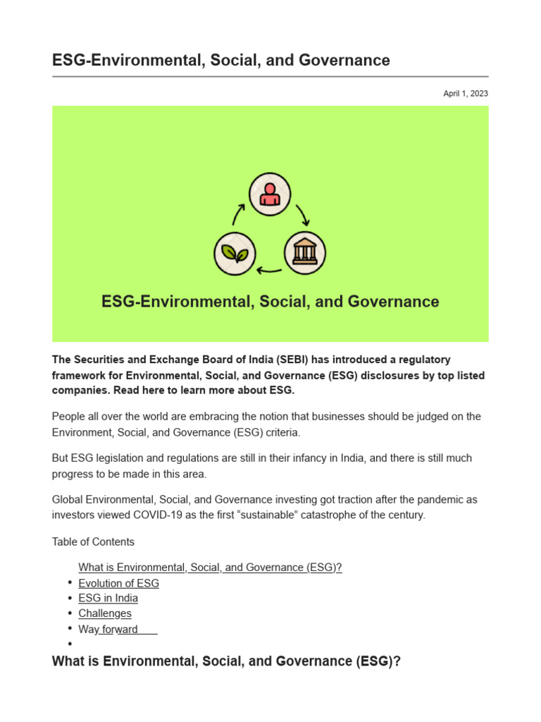 ESG-Environmental Social and Governance | PDF | Corporate Social ...