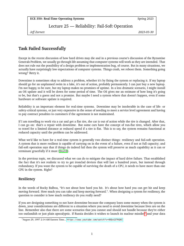 L25 Reliability Fail Soft Operation | PDF | Fault Tolerance | Thread (Computing)