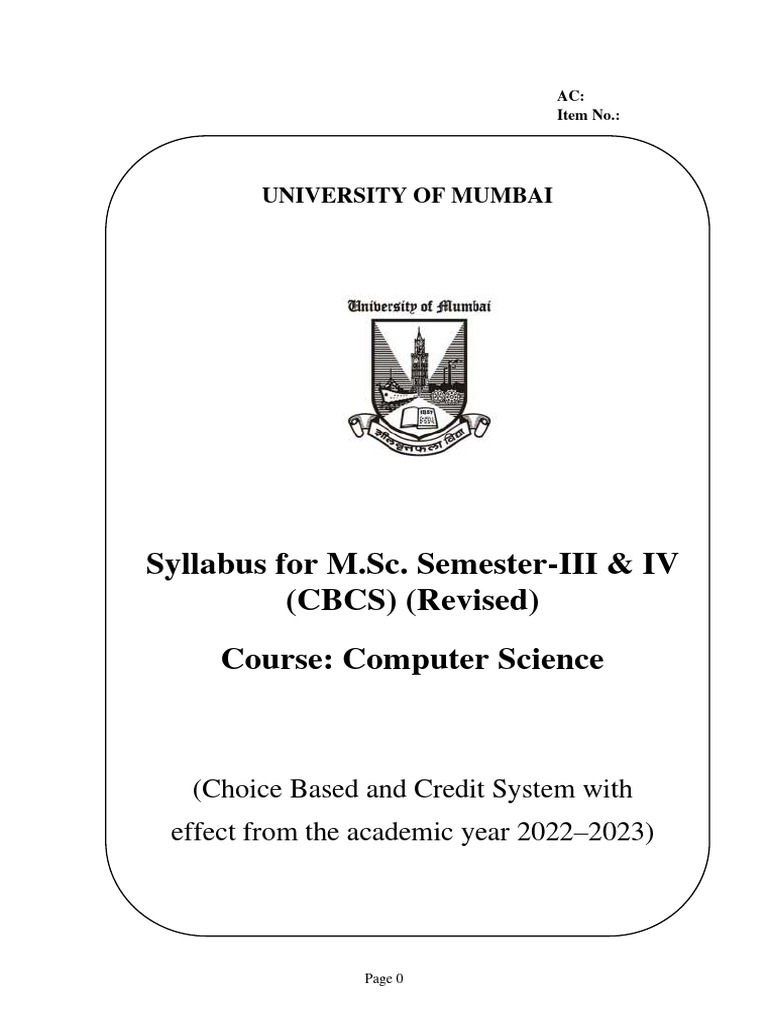 Mu MSC Cs Syllabus | PDF | Cryptography | Encryption