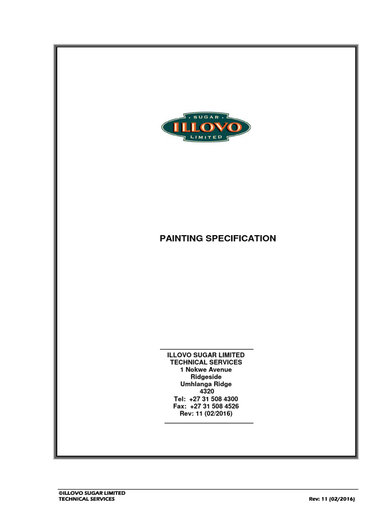 Appendix A - Illovo Paint Specification | Download Free PDF | Paint ...