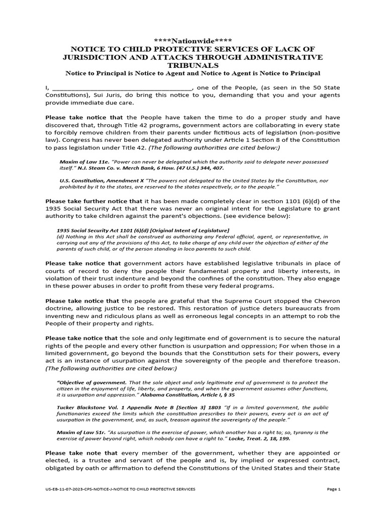 US EB 11-07-2023 CPS NOTICE J Notice To Child Protective Services | PDF ...