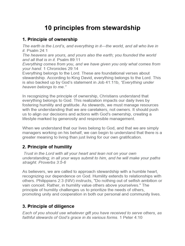 10 Principles From Stewardship Bible Verses | Download Free PDF ...