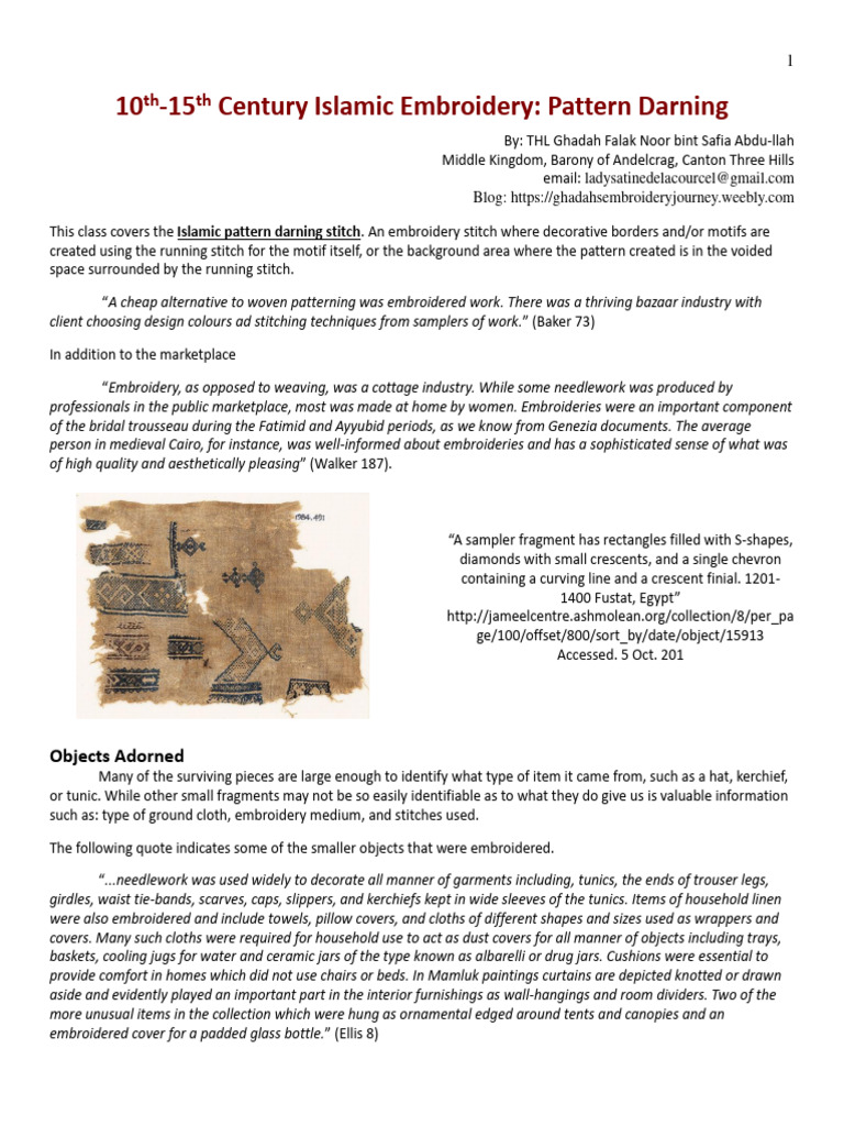 Islamic Embroidery Pattern Darning First | Download Free PDF ...