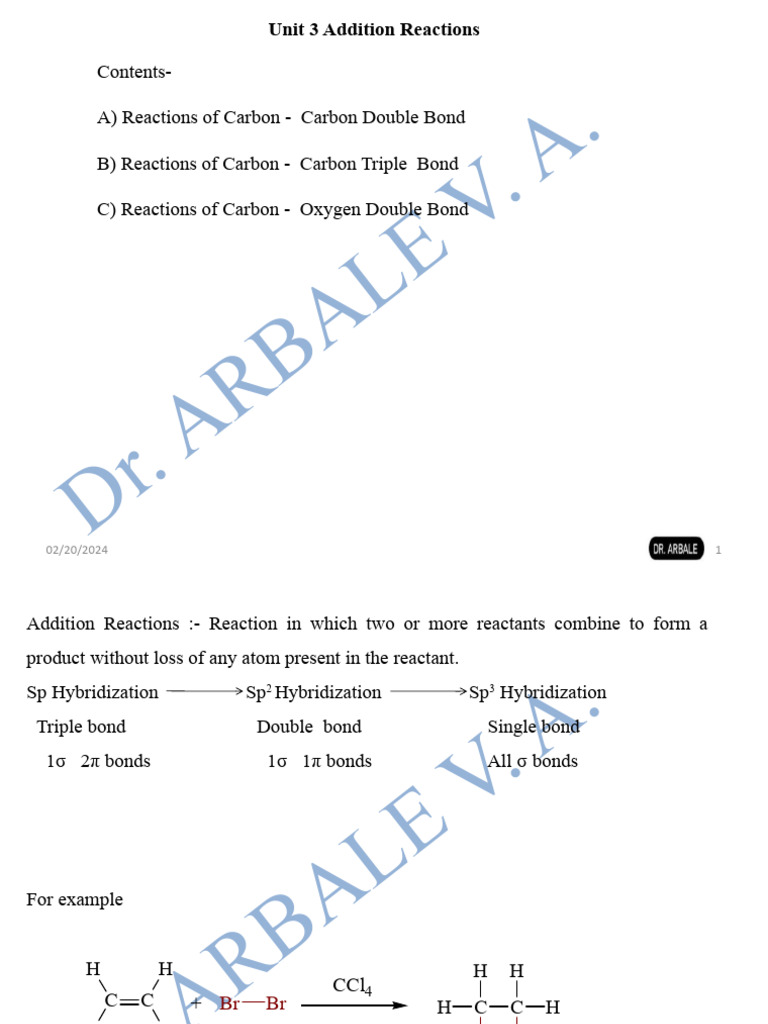 Addition Reactions | PDF | Alkene | Chemical Reactions