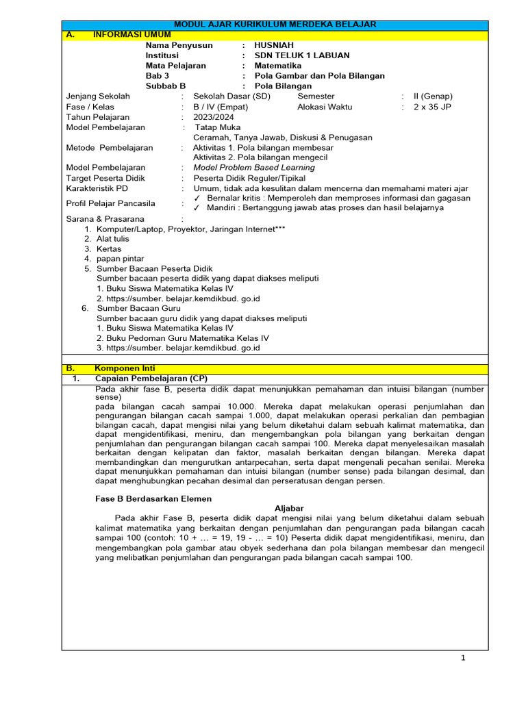 RPP MTK Kelas 4a | PDF | Metode & Bahan Ajar