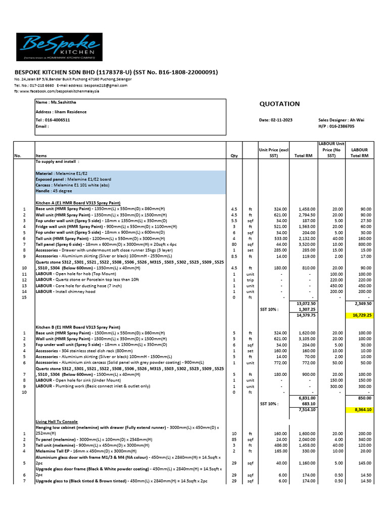Bespoke-Quotation-20231102- Ms.sashittha 016-4006511 (IIham Residence) - Kitchen (E1 HMR Spray ...