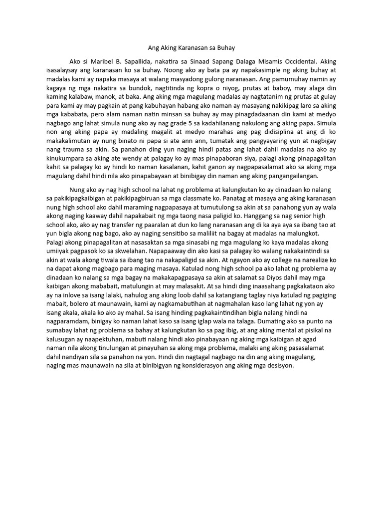 Ang Aking Karanasan Sa Buhay | PDF
