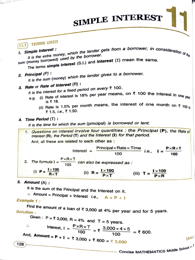 CH 11 Simple Interest | PDF | Interest | Money