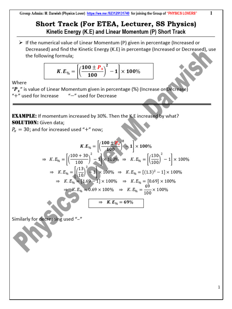 Short Track For Kinetic Energy & Linear Momentum Physics Lover M ...