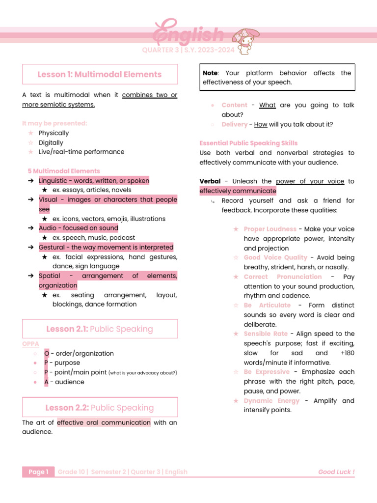 Eng 10 | PDF | Speech | Gesture