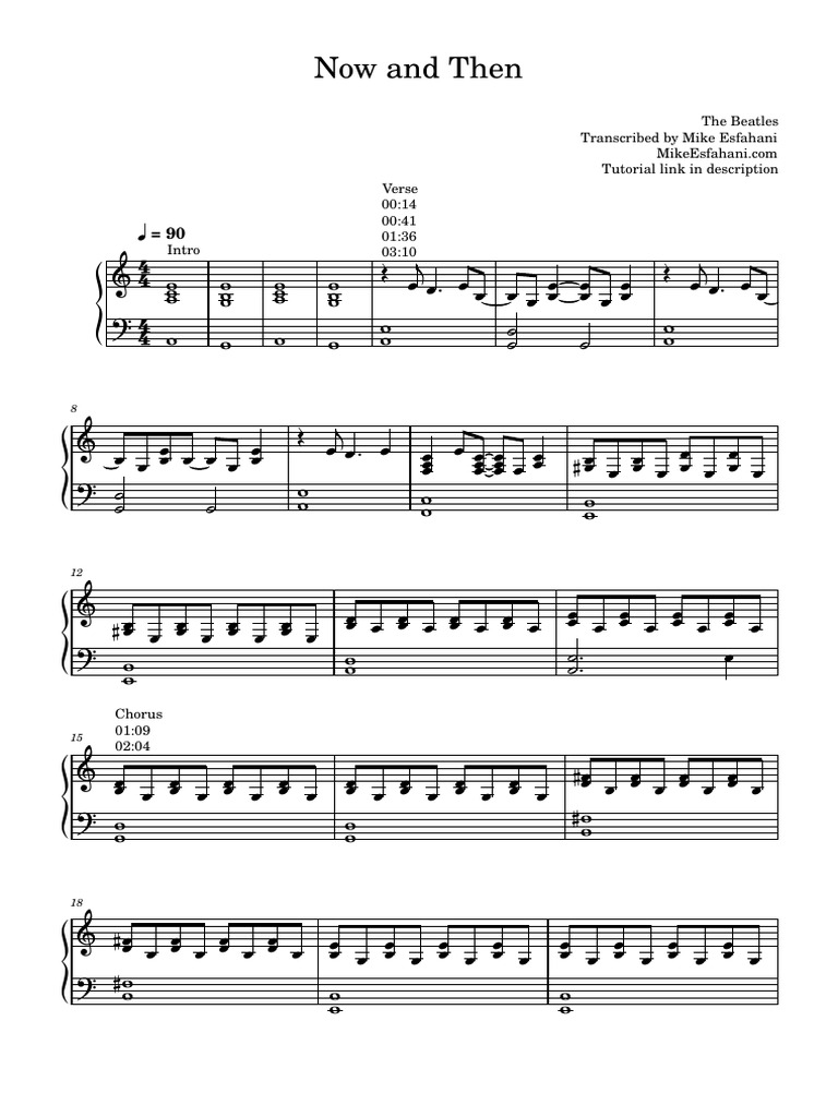 Now and Then Sheet Music | PDF | Rock Songs | Pop Rock