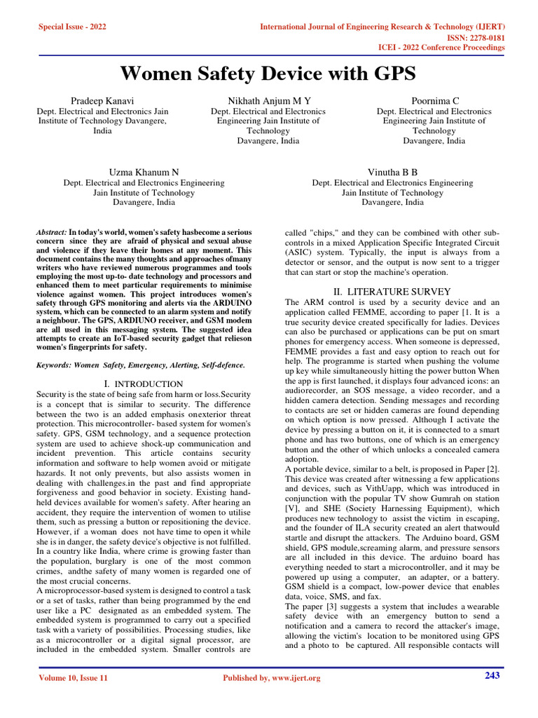 Women Safety Device With Gps IJERTCONV10IS11055 | PDF