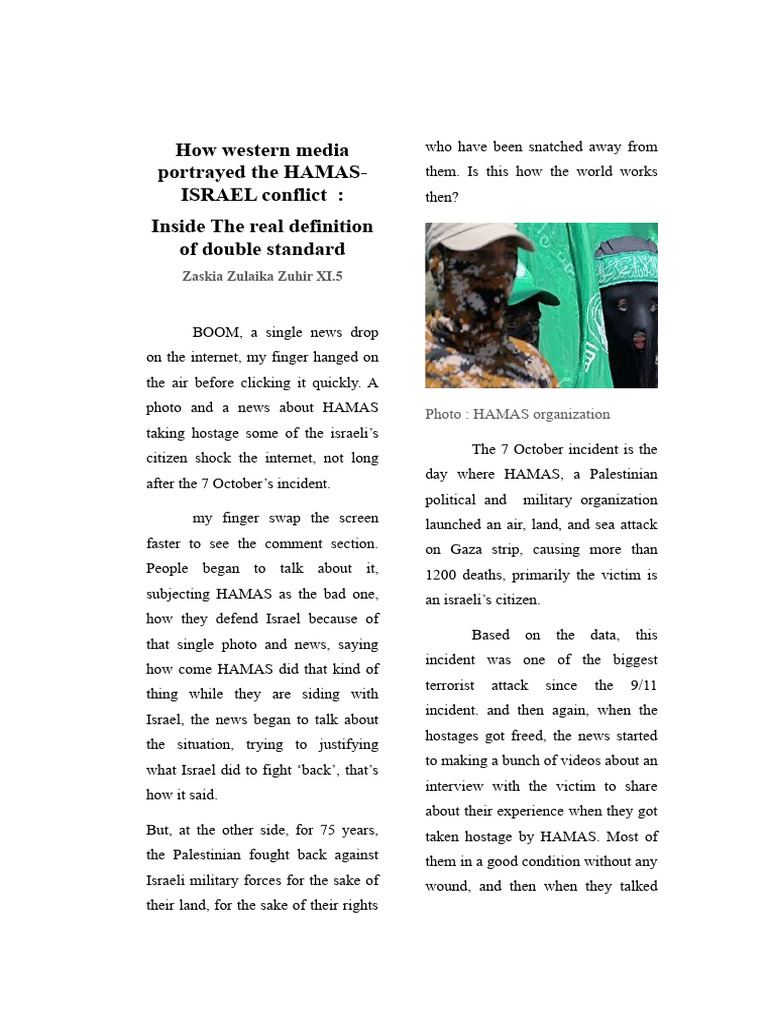 Double Standard of Western Media-Zaskia Zulaika Zuhir XI.5 | PDF ...