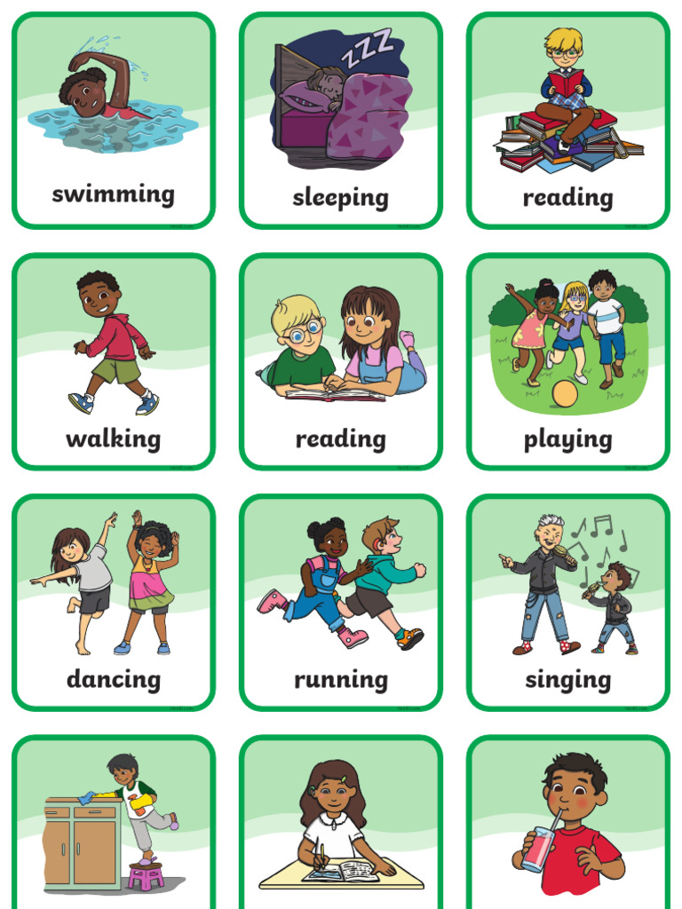 What Are They Doing Verb Cards - Ver - 3 | PDF