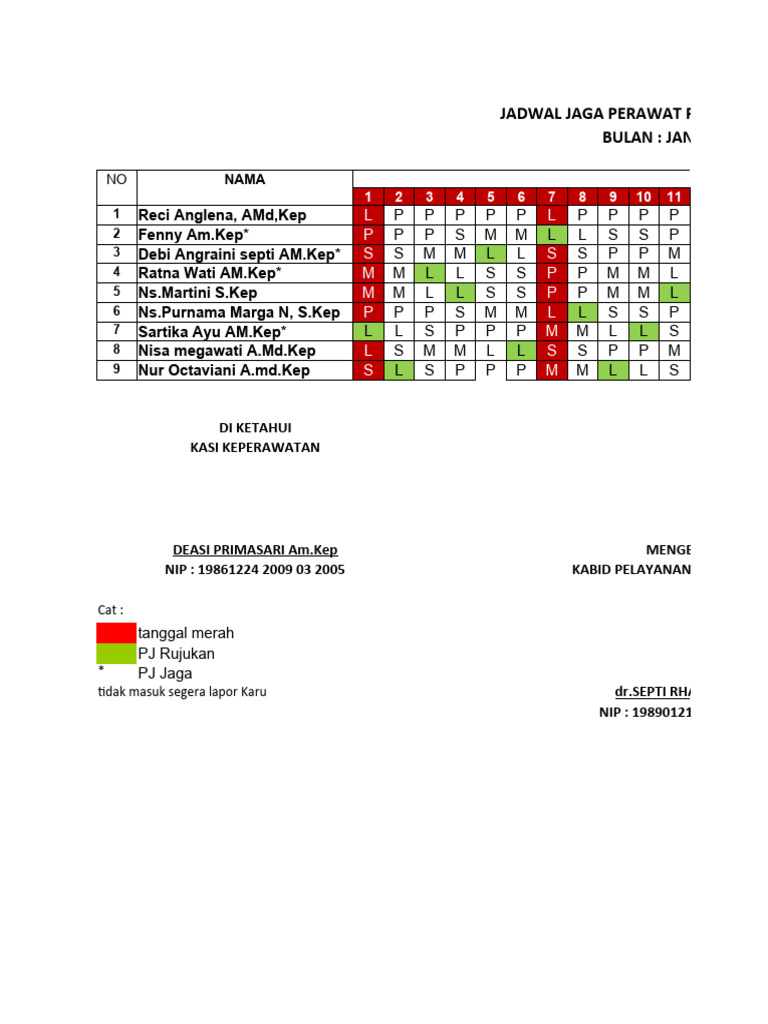 Jadwal Jaga Vip 2024-1 | PDF