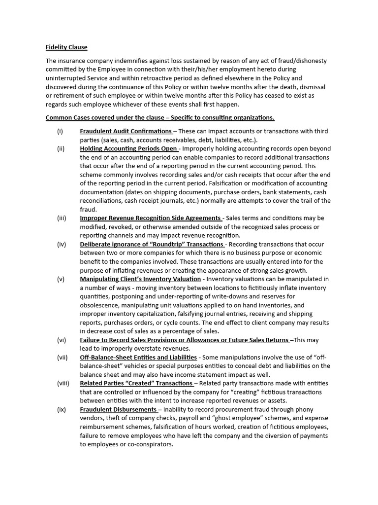 Fidelity Clause | PDF | Procurement | Inventory