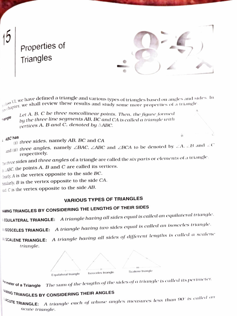 ch-15 Properties of Triangles | PDF | Triangle | Euclidean Plane Geometry