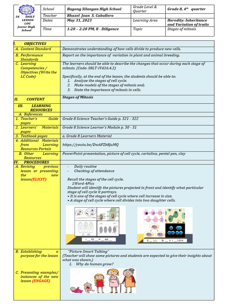 Science COT 2 (4th Quarter) | PDF | Mitosis | Cell Biology