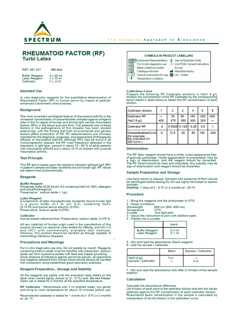 RF Turbilatex | PDF | Rheumatoid Arthritis | Medical Specialties