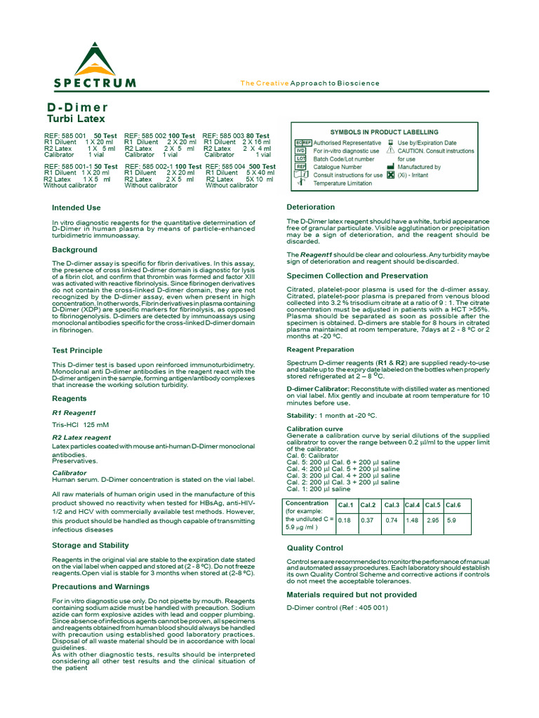 D-Dimer Quantitative Assay Guide | PDF | Medical Specialties | Clinical ...