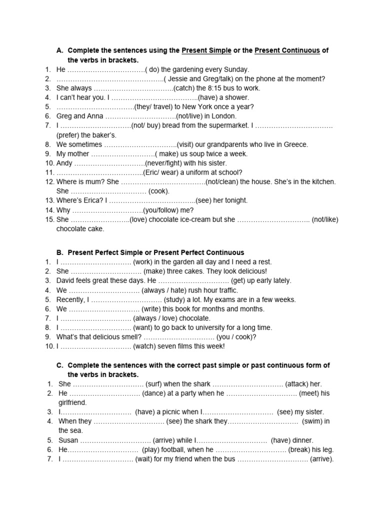 All Tenses Exercises | PDF