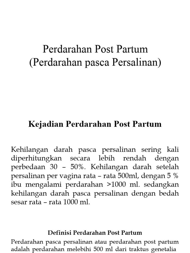 Panduan Perdarahan Post Partum dan Infeksi | PDF