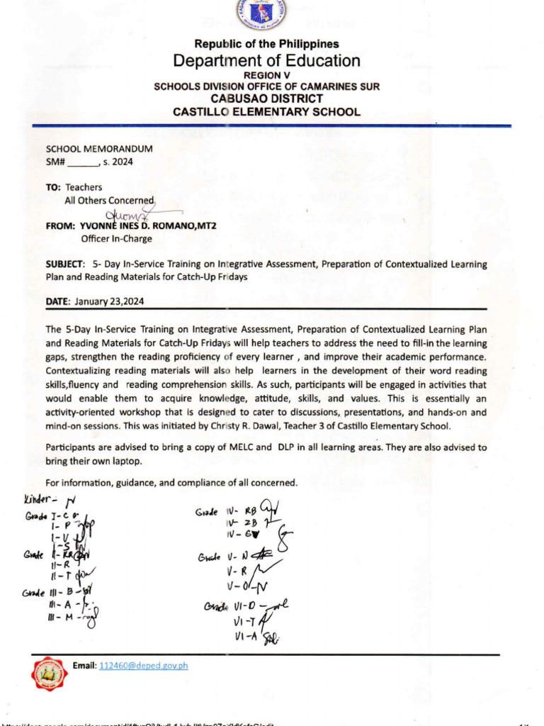 School Memorandum | PDF