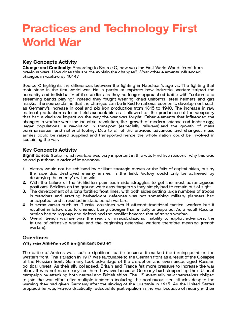 Practices and Technology First World War- Visentin Deborah | PDF ...