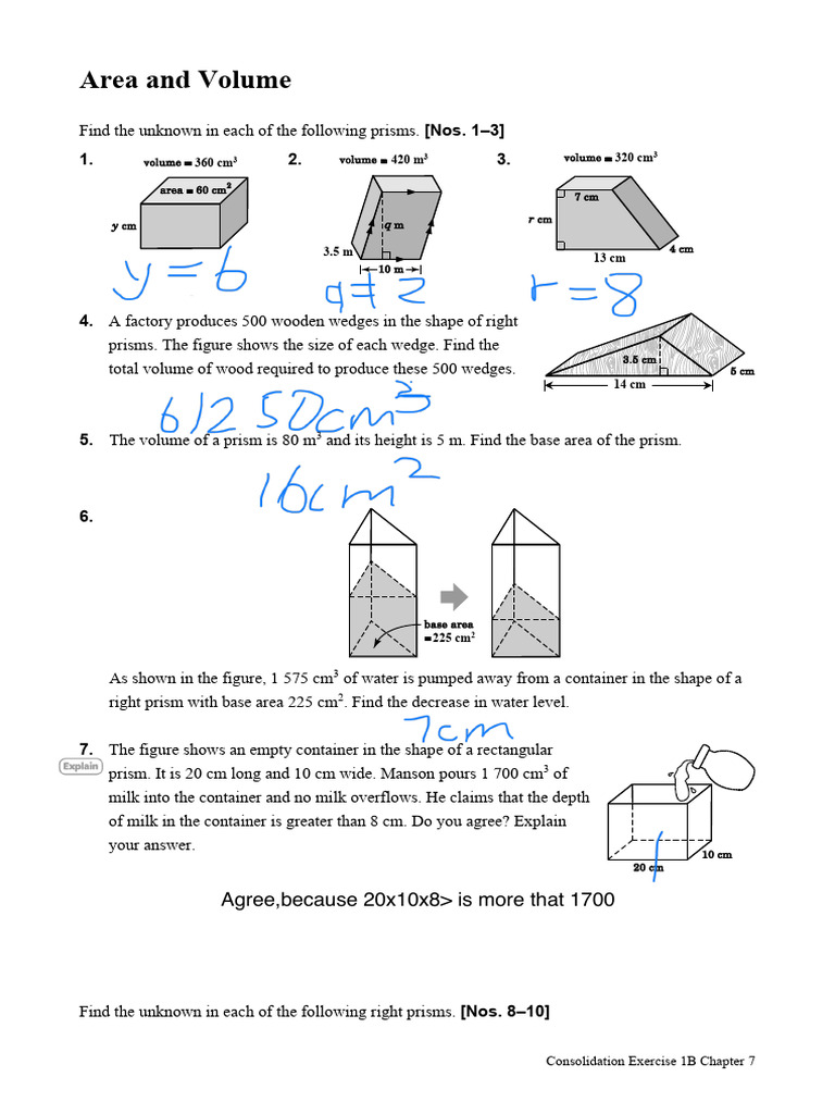 Area and Volume of Right Prisms | PDF | Area | Euclidean Geometry