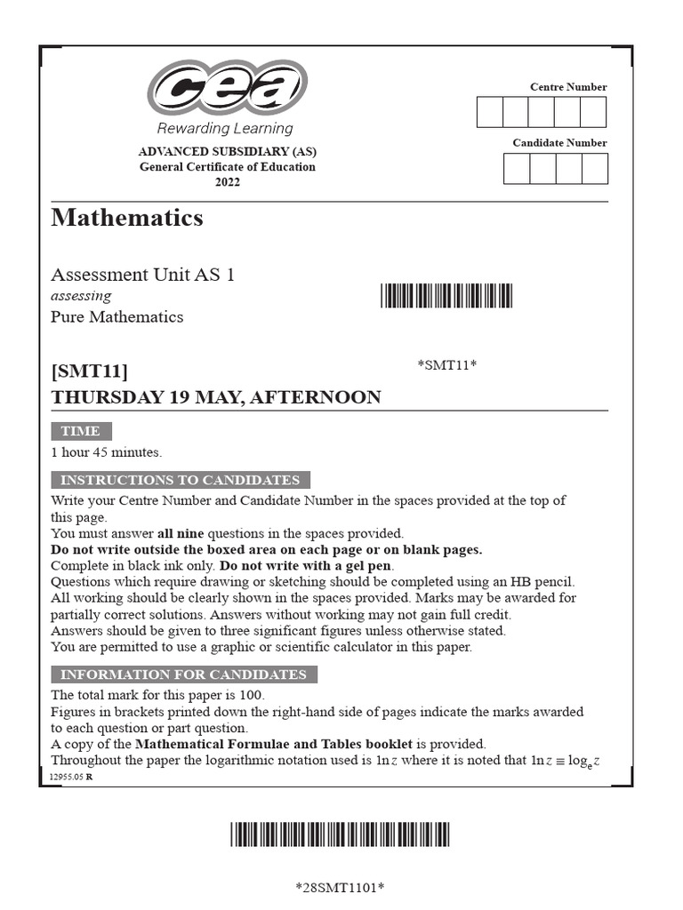GCE-Maths2022-AS 1, Pure Mathematics-Paper | Download Free PDF ... GCE-Maths2022-AS 1, Pure Mathematics-Paper | Download Free PDF ...