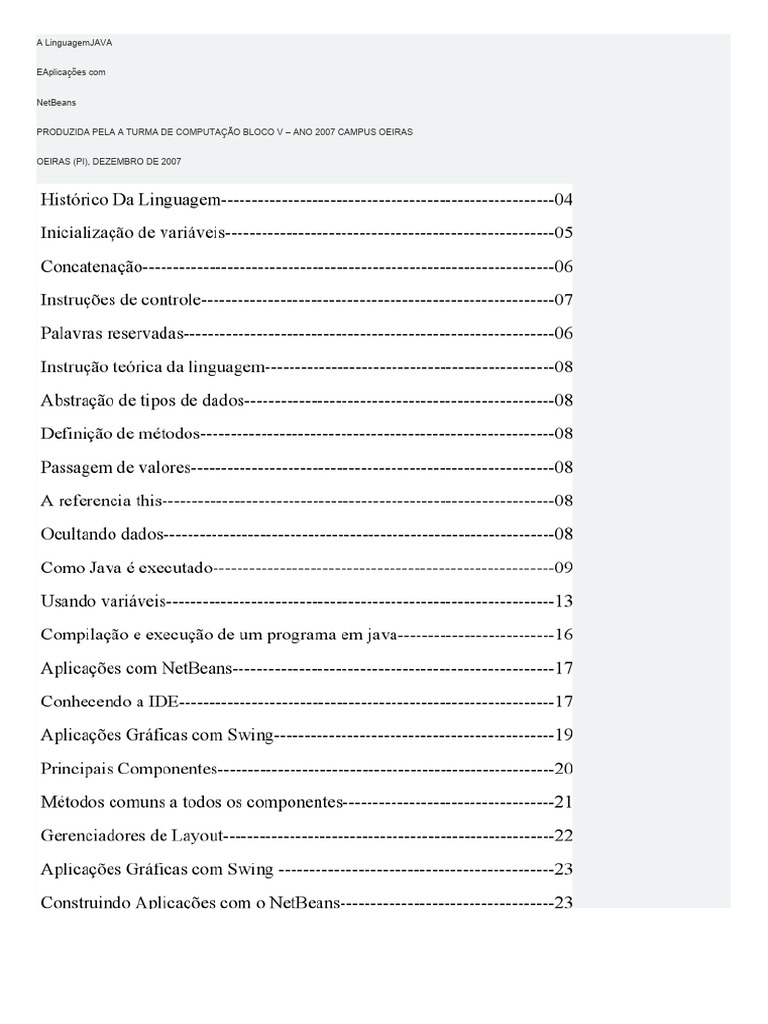 A Linguagemjava Pdf Java Linguagem De Programação Método 7899