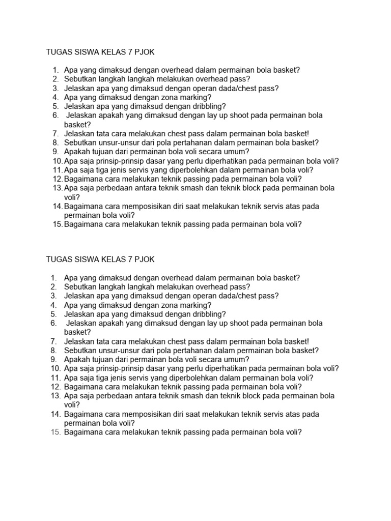 Soal Uh 1 Pjok | PDF