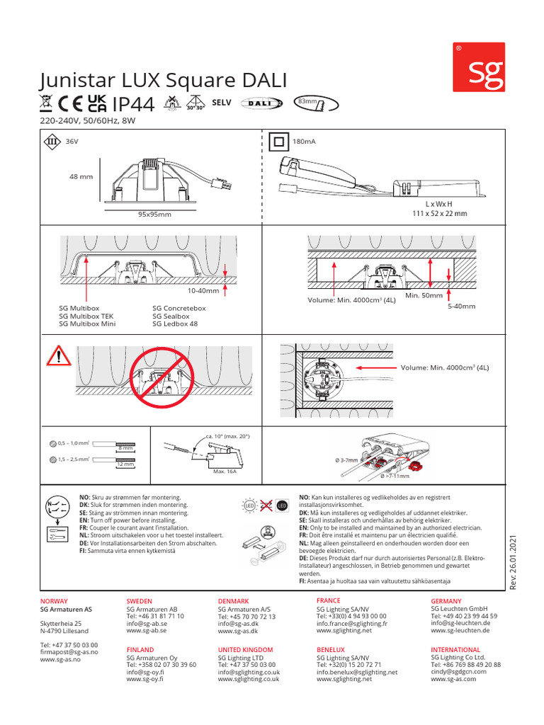 Junistar LUX Square DALI - User Manual | PDF