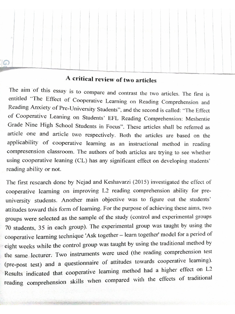 A Critical Review of Two Articles | PDF
