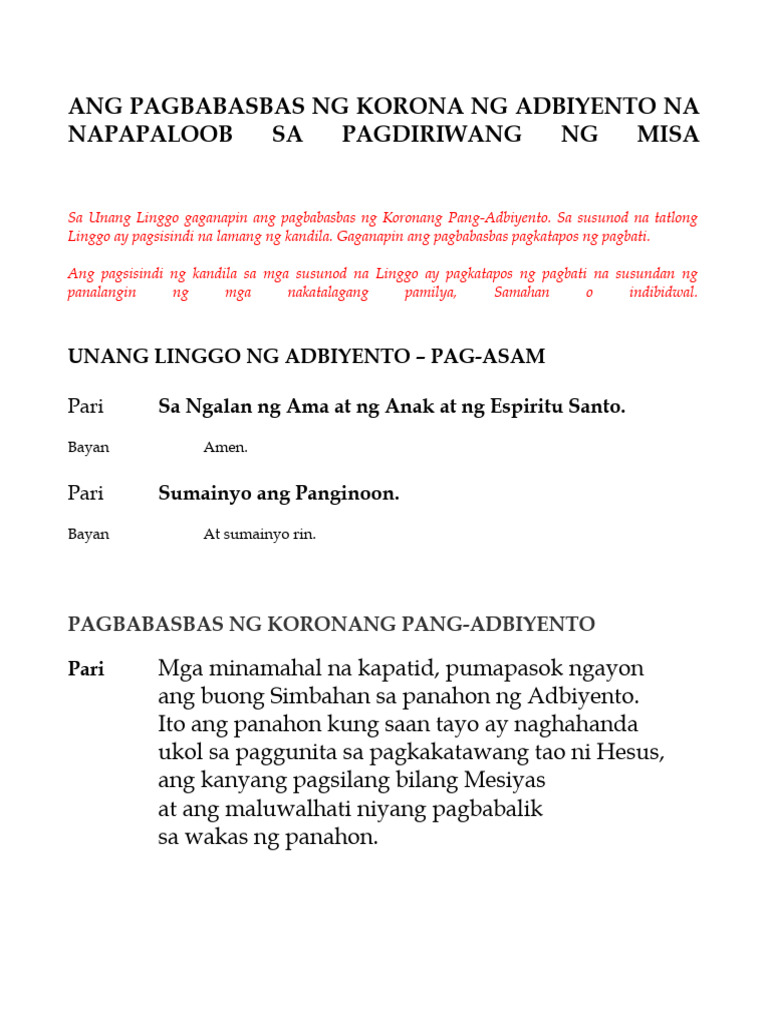 Rito NG Pagbabasbas | PDF