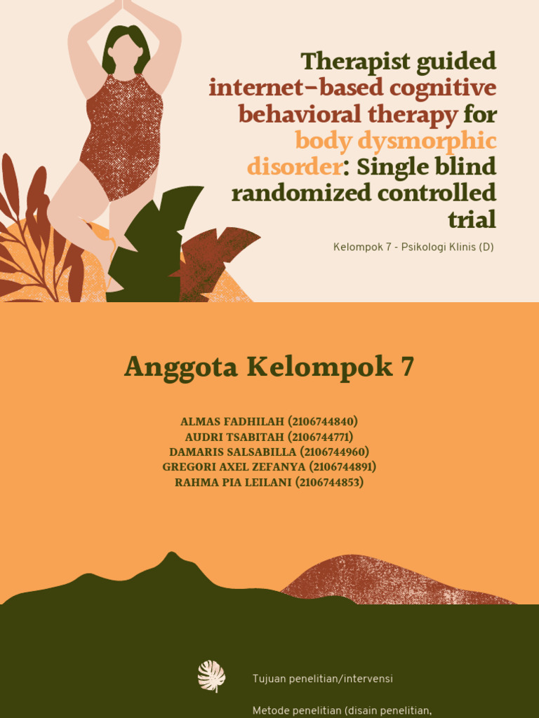 Therapist Guided Internet Based Cognitive Behavioural Therapy For Body Dysmorphic Disorder ...